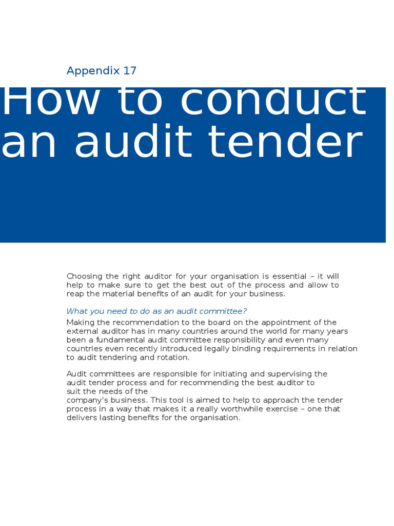 How To Conduct An Audit Tender: Appendix 17 | PDF | Internal Control ...