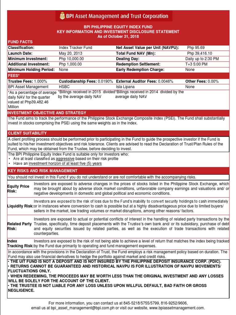 Eq - Uitf - Bpi Peif - Oct 2018 | PDF | Stocks | Securities (Finance)