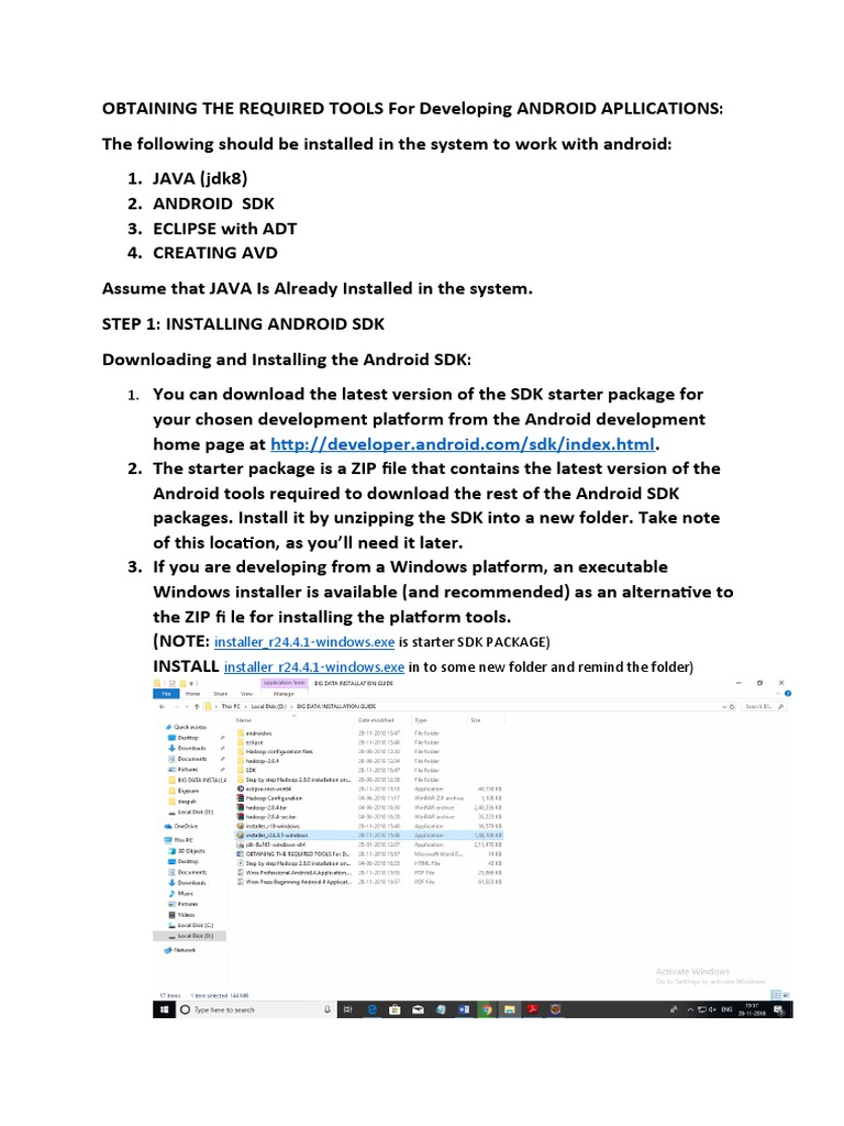 OBTAINING THE REQUIRED TOOLS For Developing ANDROID APLLICATIONS | PDF | Eclipse (Software ...