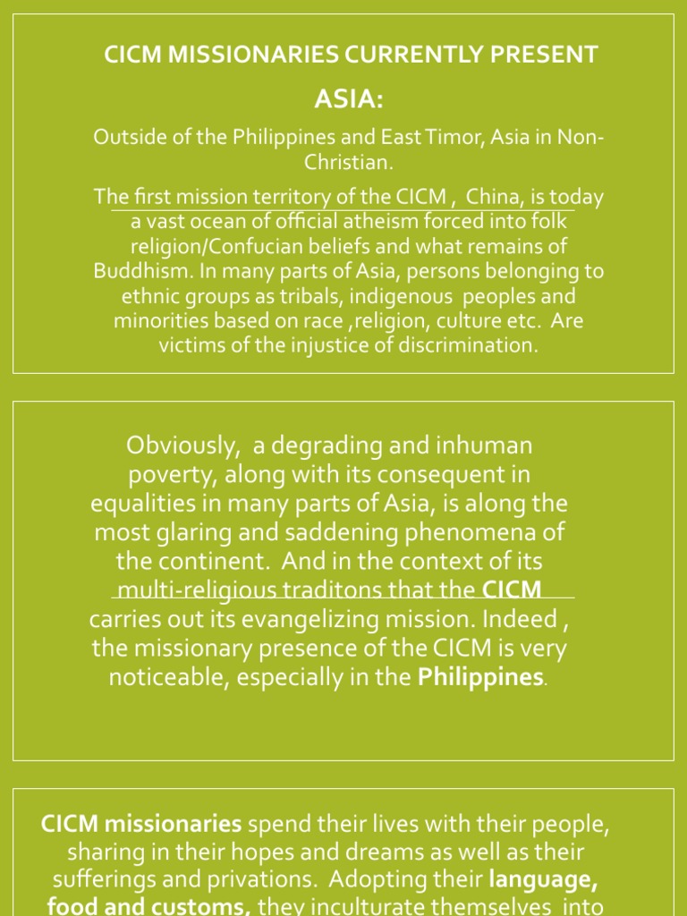 Cicm Missionaries Currently Present: Asia | PDF | Missionary ...