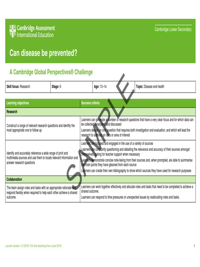 Sample: Can Disease Be Prevented? | PDF | Learning | Educational Technology