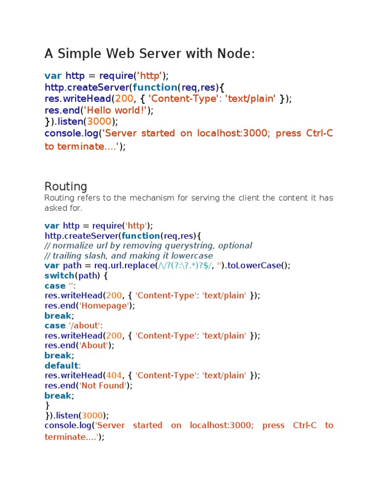 A Simple Web Server With Node | PDF | Hypertext Transfer Protocol | Web Server