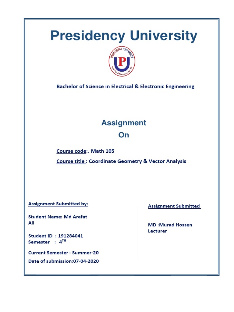 Presidency University: Assignment On | PDF