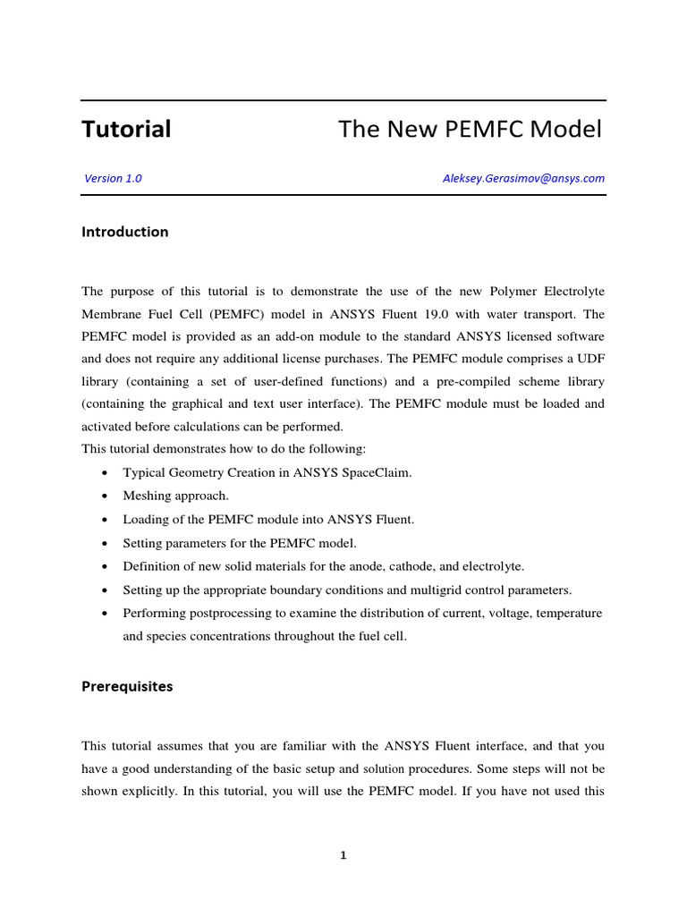 Tutorial The New PEMFC Model: Solution | PDF | Fuel Cell | Cathode