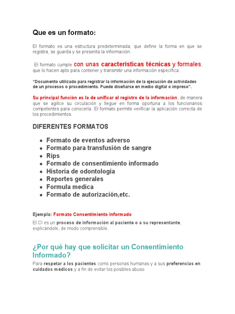 Que Es Un Formato | PDF | Consentimiento informado | Información