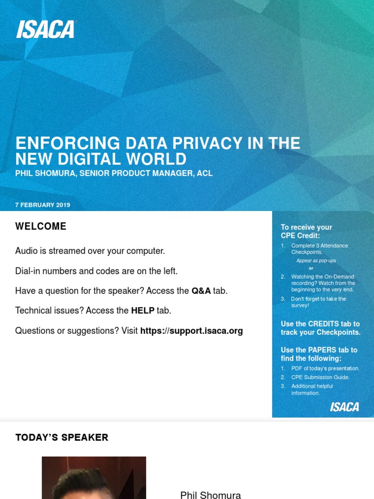 Presentation - ENFORCING DATA PRIVACY IN THE NEW DIGITAL WORLD Full ...