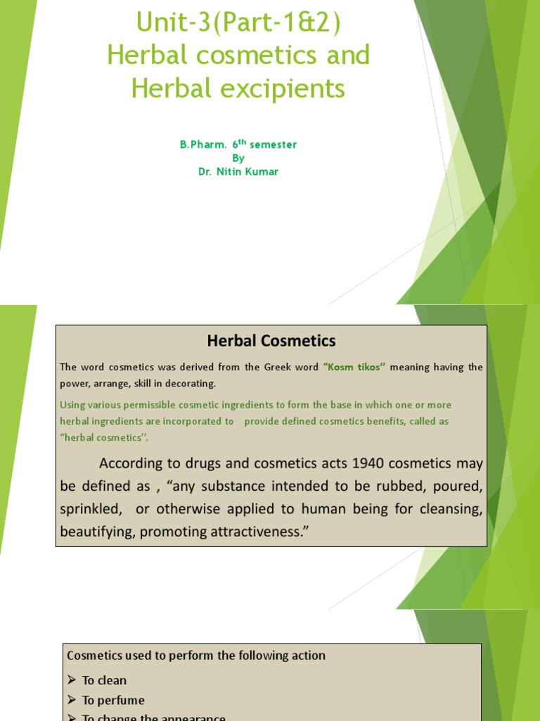 Herbal Excipients in Cosmetic Formulations | PDF | Cosmetics | Shampoo