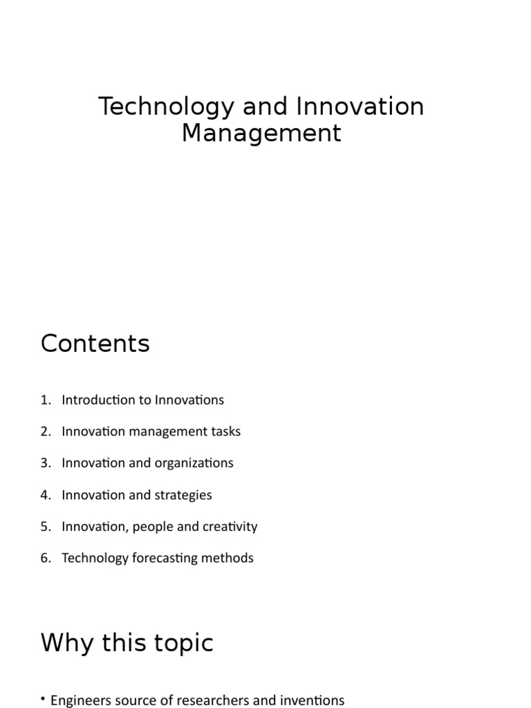 Technology and Innovation Management | PDF