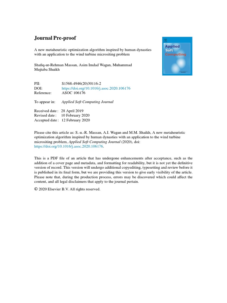 Journal Pre-Proof | PDF | Metaheuristic | Mathematical Optimization