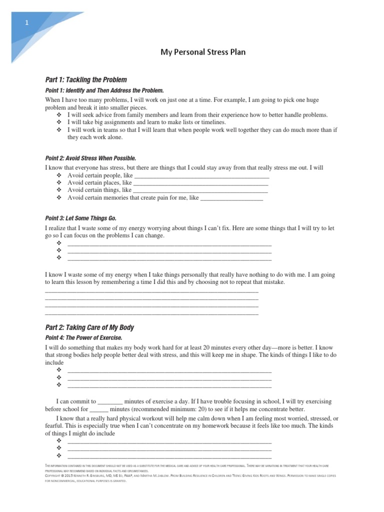 My Personal Stress Plan: Part 1: Tackling The Problem | PDF ...