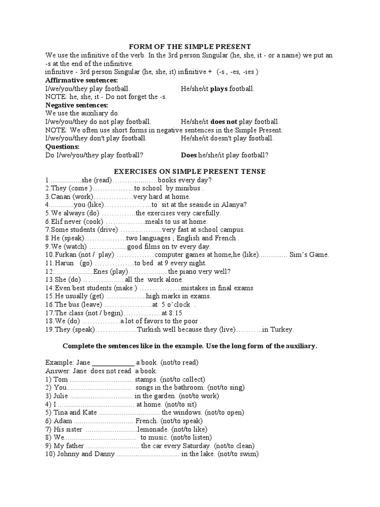 Simple Present Tense Worksheet | PDF | Morphology | Languages