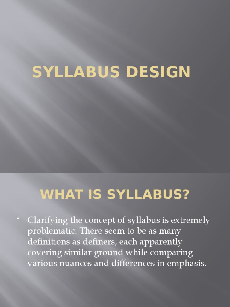 Syllabus Design | PDF | Syllabus | Curriculum