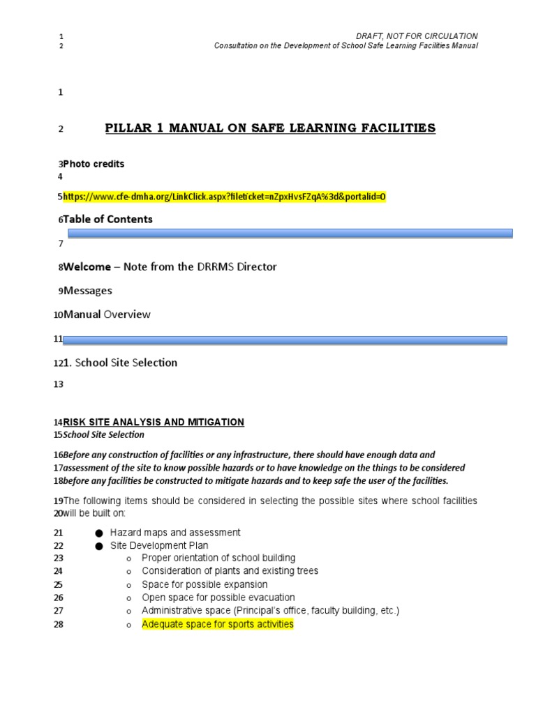 School Safe Learning Facilities Manual | PDF | Wall | Concrete