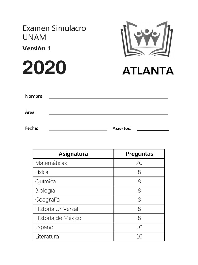 Simulacro de Examen UNAM 2020 | PDF | México | Naturaleza