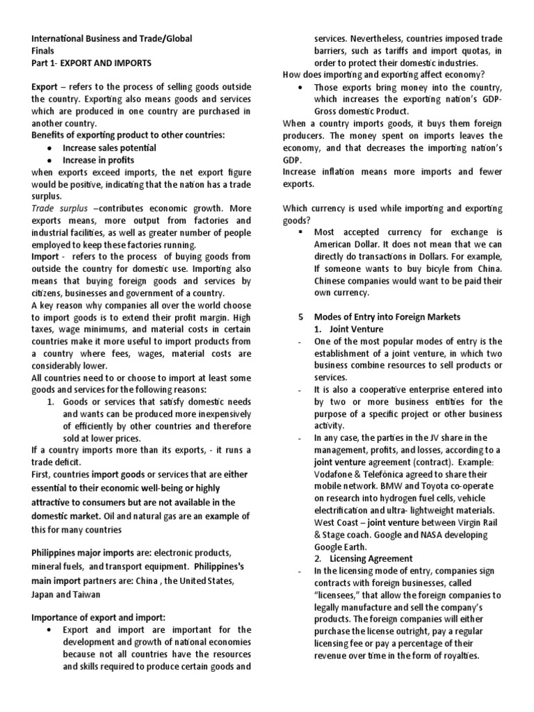 Finals - Export and Import | PDF | Exports | License