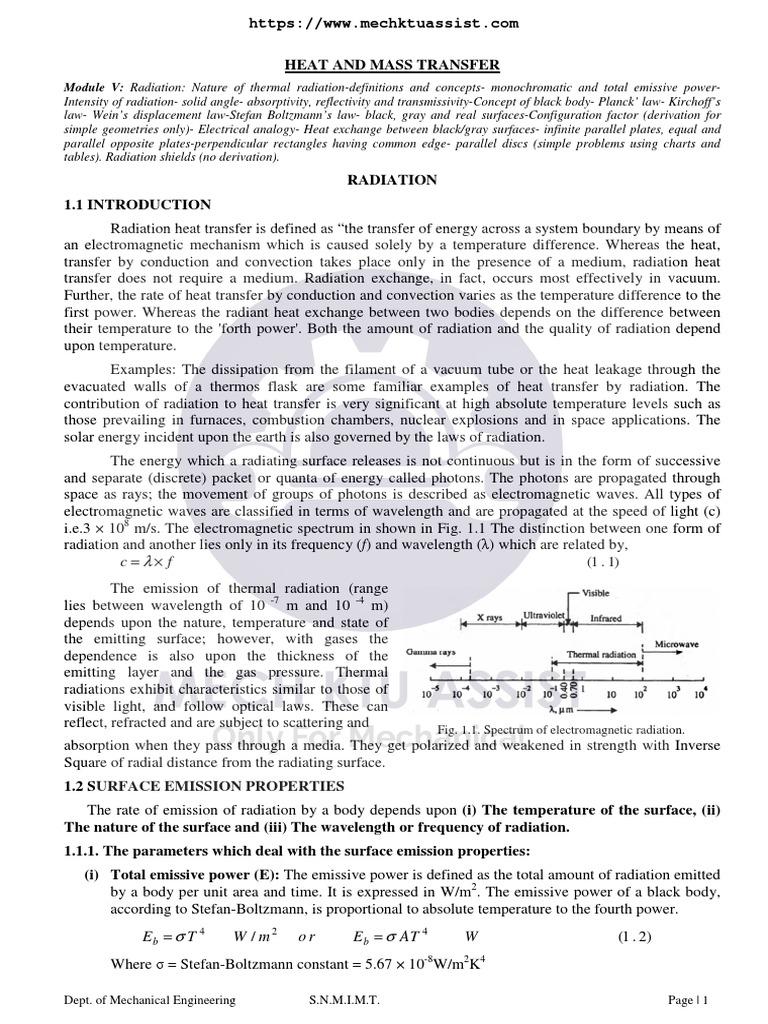 HMT Module V Class Note | PDF | Electromagnetic Radiation | Heat Transfer