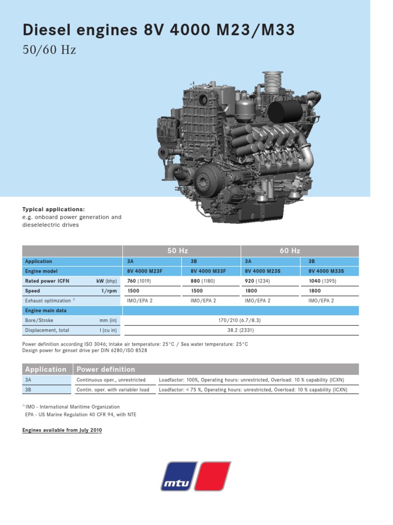 Mtu 8v4000 m23&m33 | PDF | Engines | Turbocharger