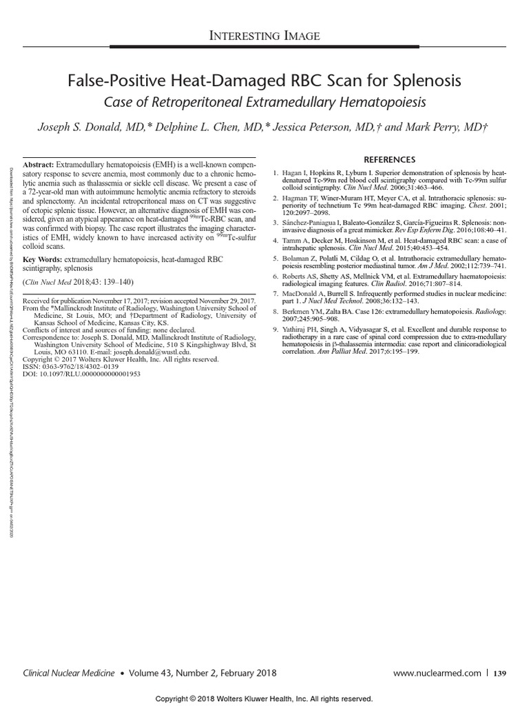 False-Positive Heat-Damaged RBC Scan For Splenosis | PDF | Spleen | Ct Scan