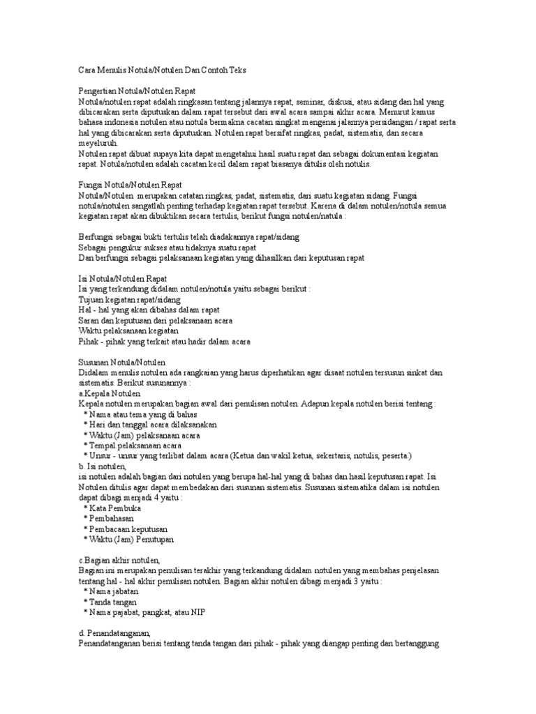 Cara Menulis Notula | PDF