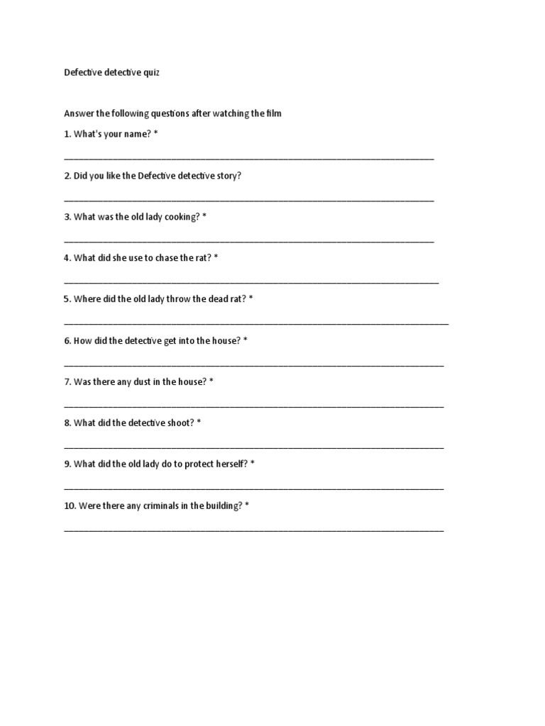 Defective Detective Quiz Questions | PDF | Games & Activities