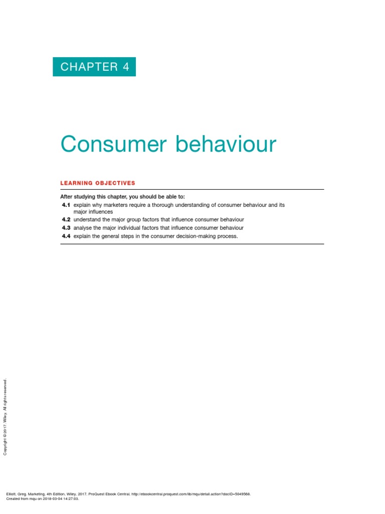 Consumer Behaviour: Learning Objectives | PDF | Consumer Behaviour ...