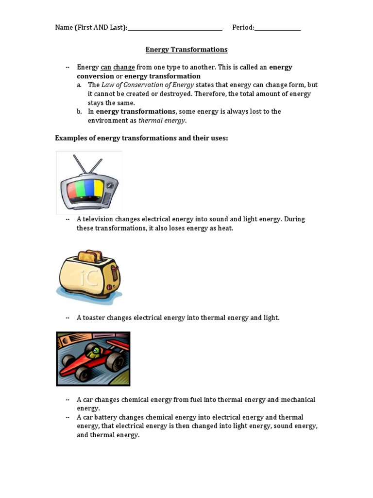 Energy Transformations Explained | PDF | Energy Conversion | Applied ...