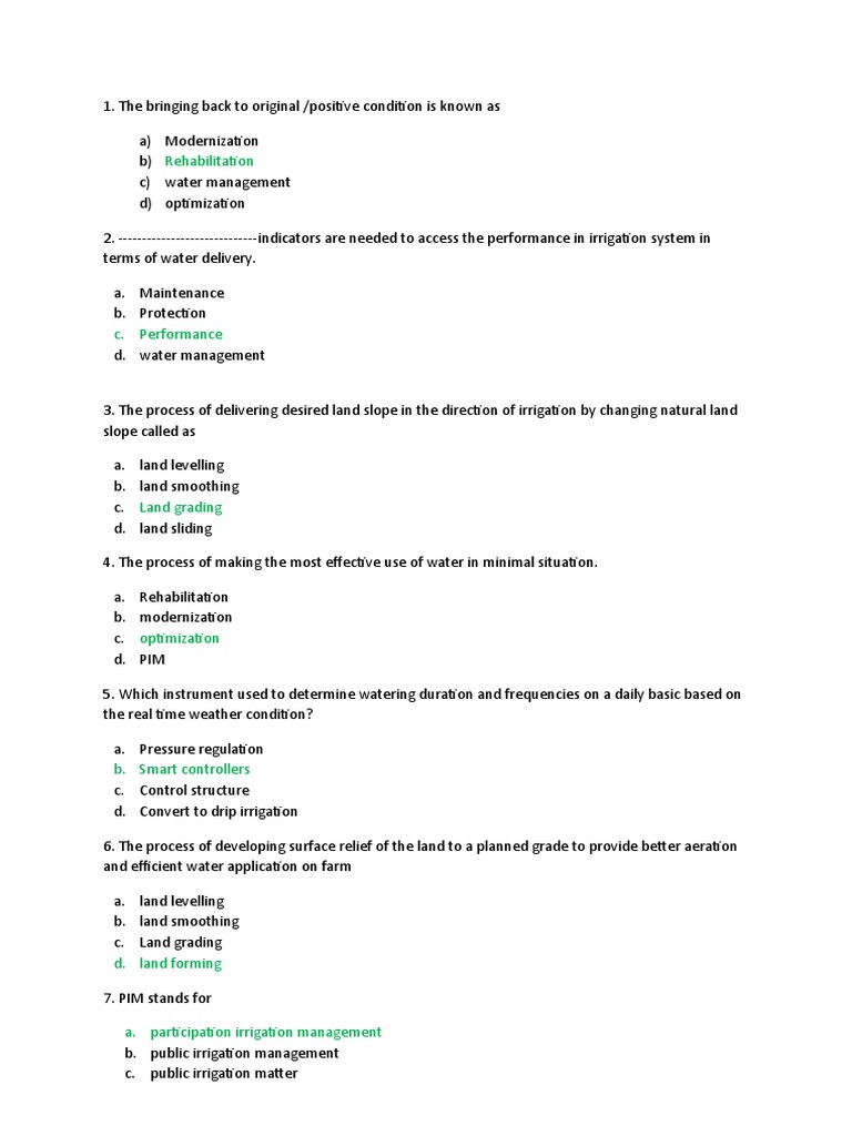 Irrigation Objective Type Question and Answers | PDF | Dam | Irrigation