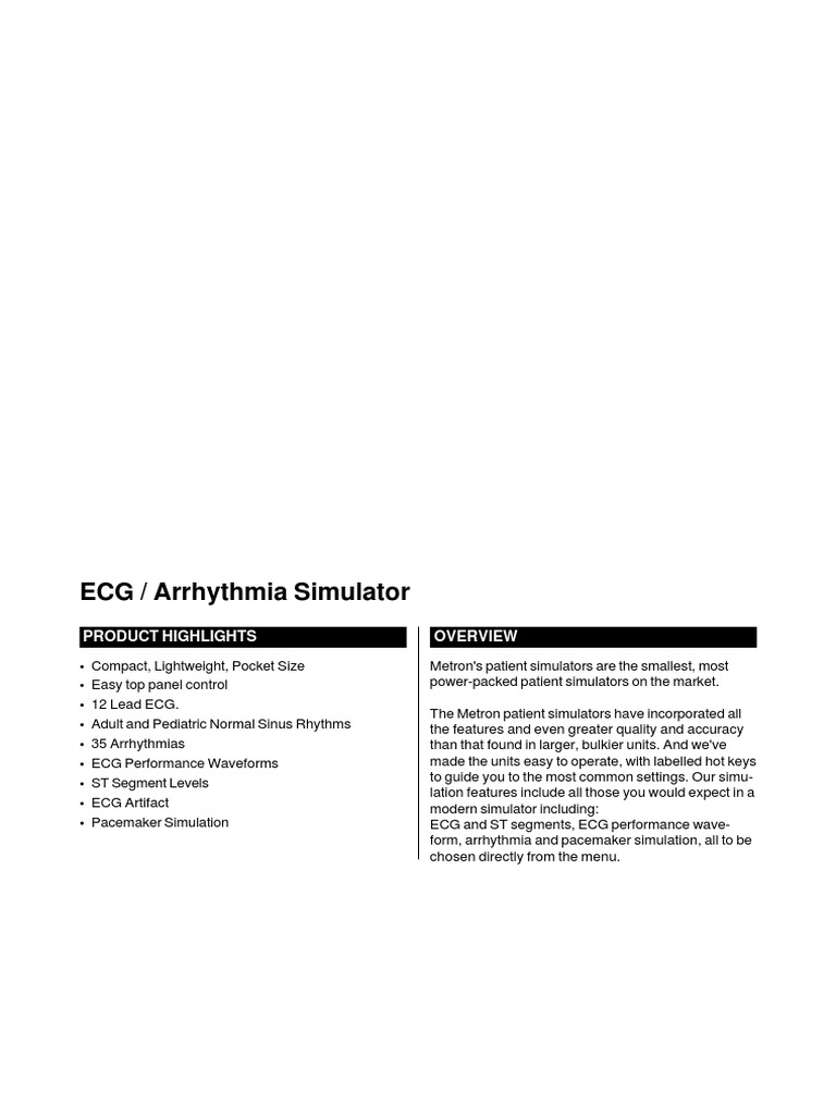 PS-410 ECG and Arrhythmia Simulator | PDF | Electrocardiography ...