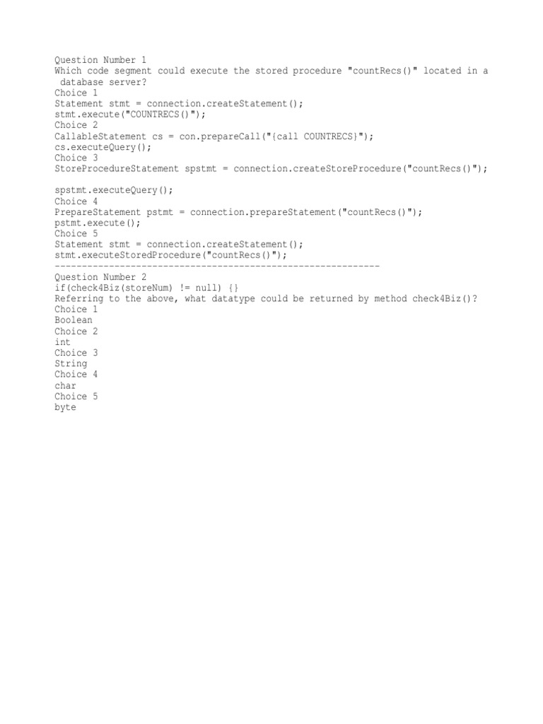 Some Multiple Choice Questions in Java | PDF | Computers