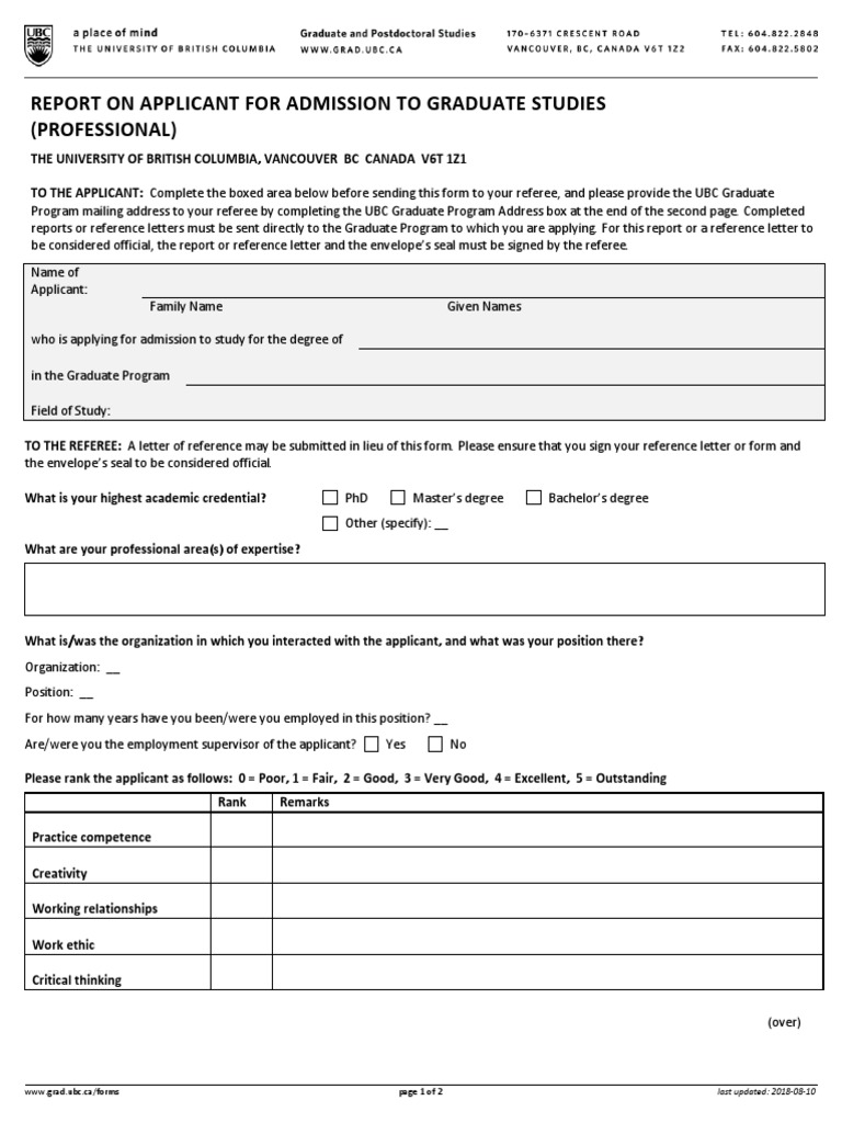 Reference Letter Professional PDF | PDF | Graduate School | Academic Degree