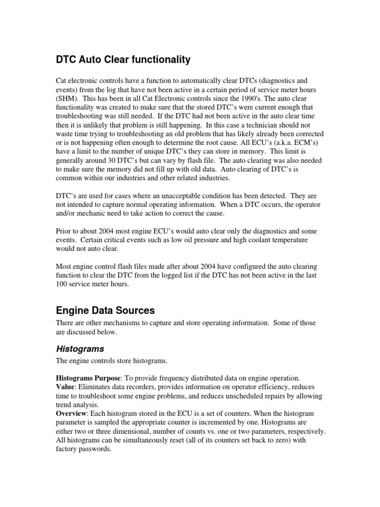 DTC Auto Clear Functionality | PDF | Histogram