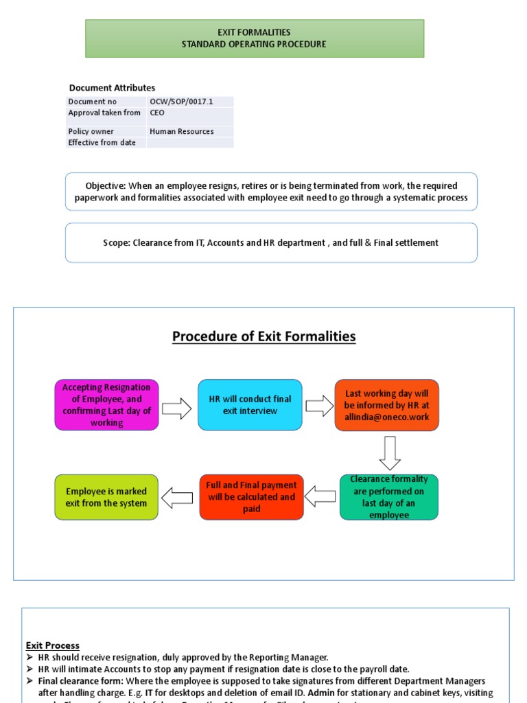 Exit Formalities | PDF | Payments | Employment