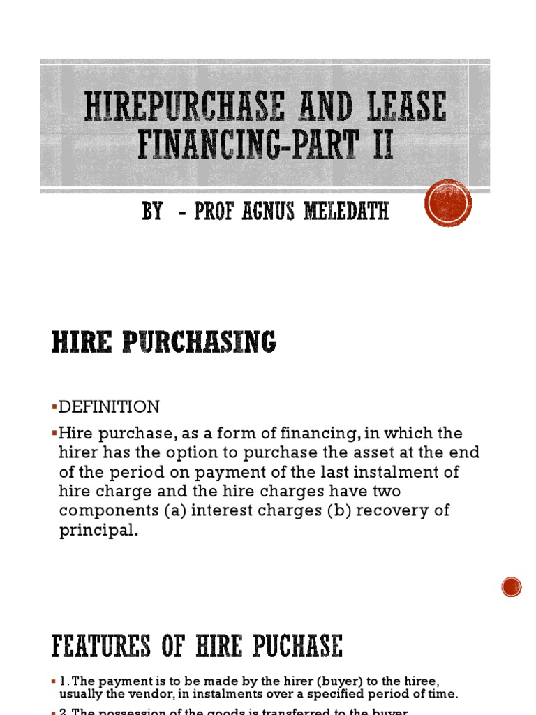 Hire Purchase Lease Financing - Part 2 | Download Free PDF | Interest ...