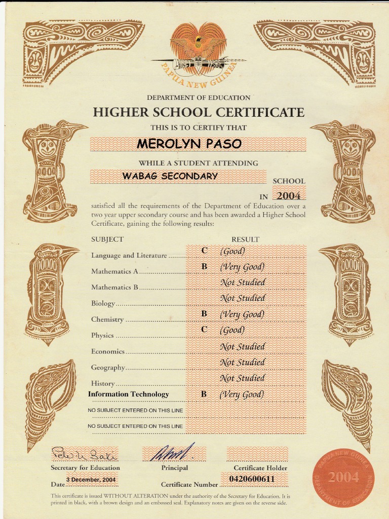 Higher School Certificate Results | PDF