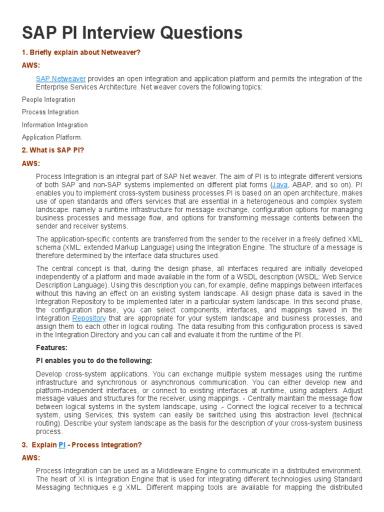 SAP PI Interview Questions 3 | PDF | X Path | Xml