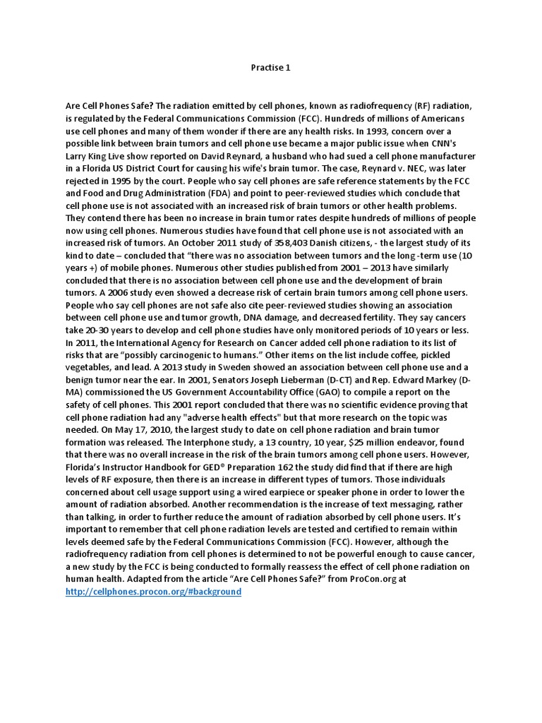 Argumentative Summary From GED Online | PDF | Mobile Phones | Wellness