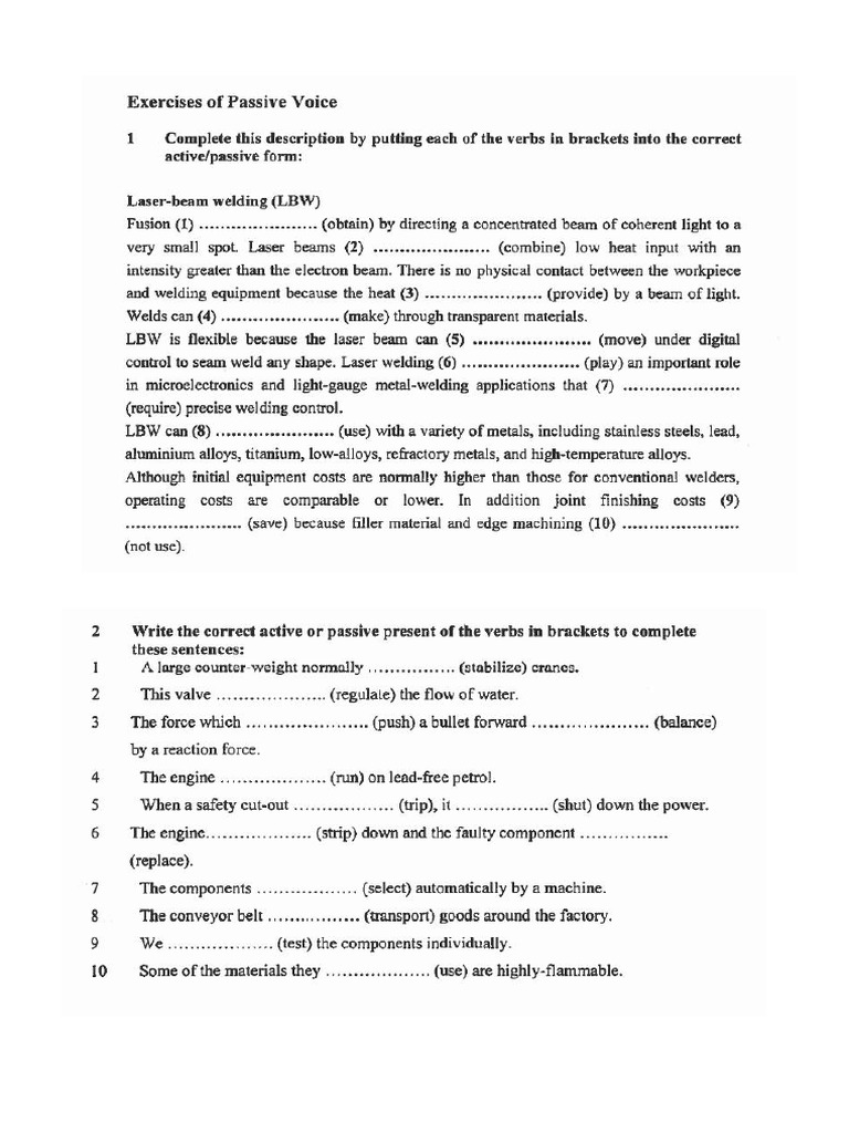 Passives Exercises | PDF
