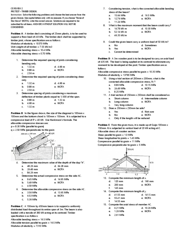 Instruction: Solve The Following Problems and Choose The Best Answer ...