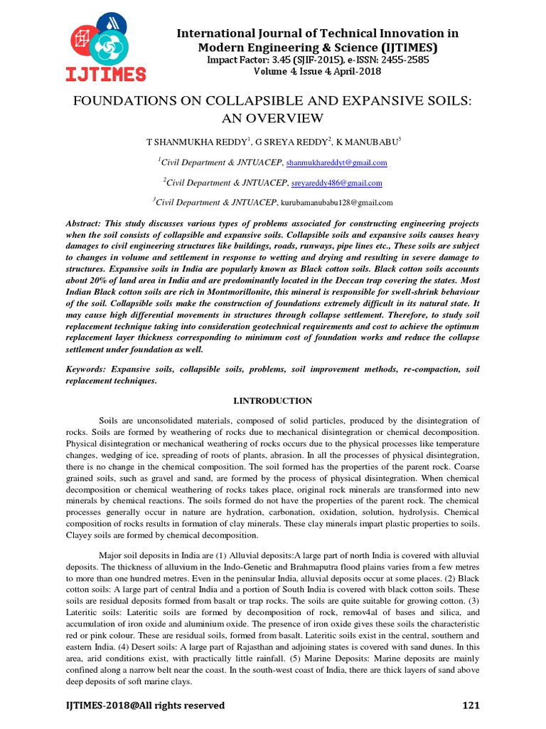 Foundations On Collapsible and Expansive Soils An Overview | PDF | Deep ...