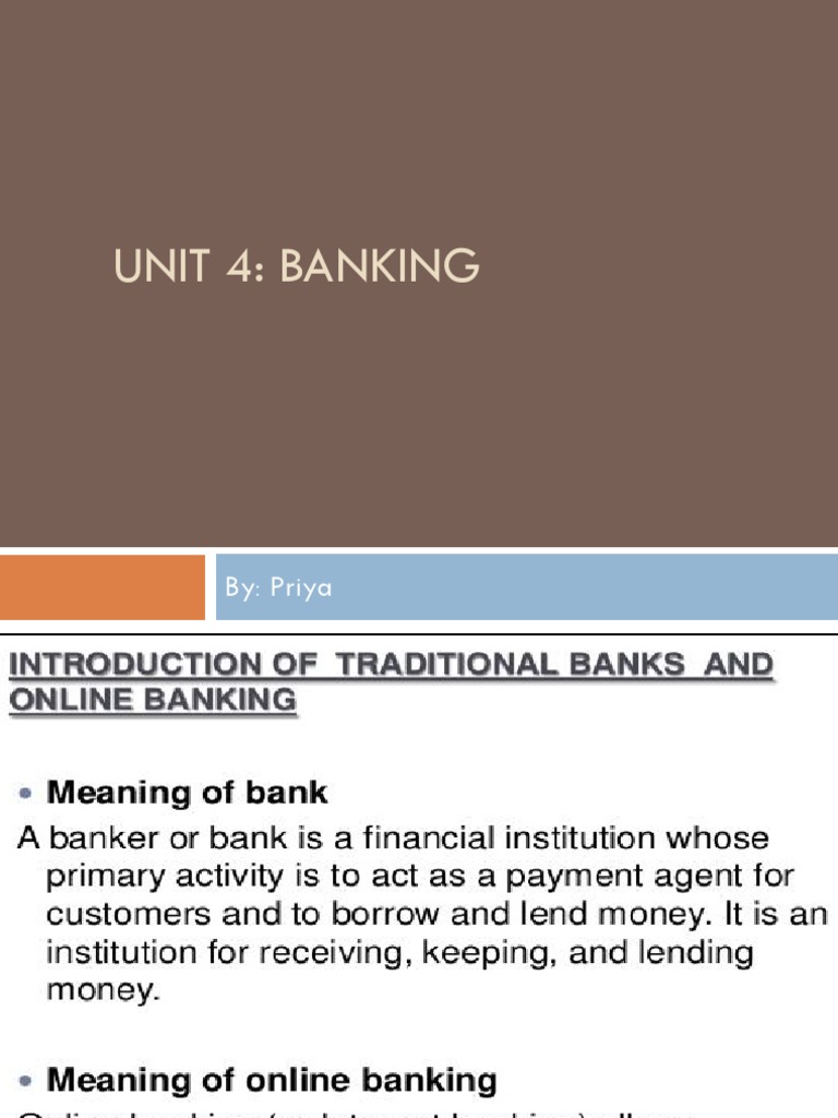 Unit 4 Banking PDF | PDF | Online Banking | Banks & Banking