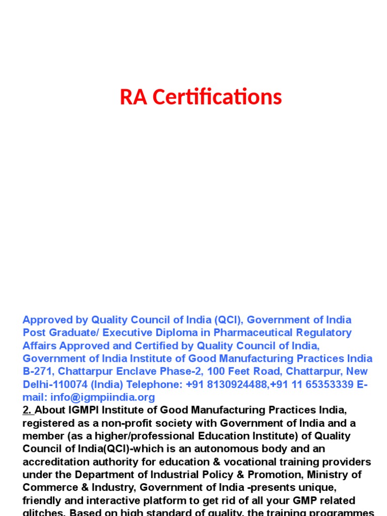 Ra Certification | PDF