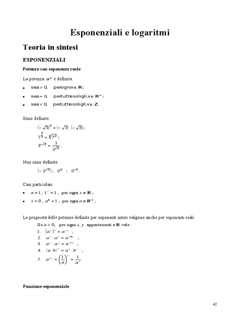 Esponenziali e Logaritmi | PDF