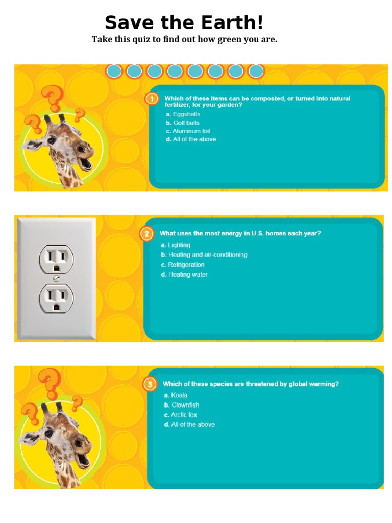 Save The Earth!: Take This Quiz To Find Out How Green You Are | PDF ...