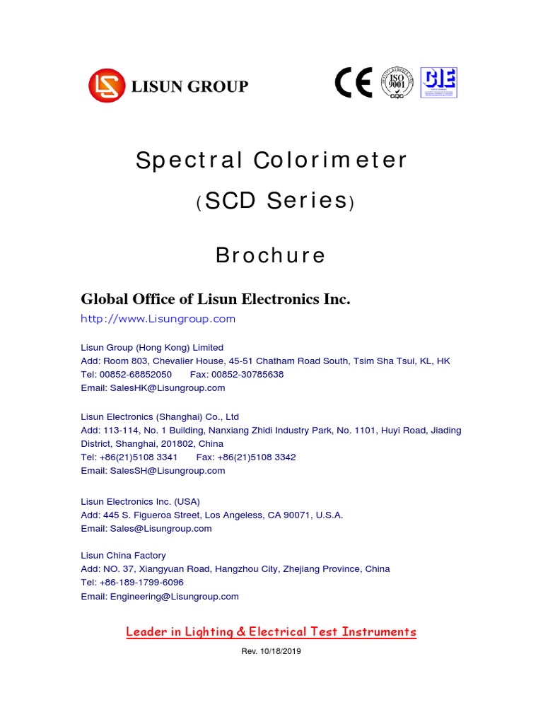 Spectral Colorimeter SCD Series: Brochure | PDF