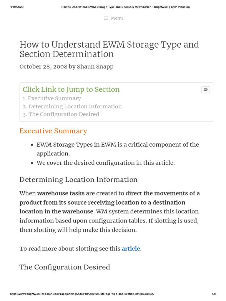 How To Understand EWM Storage Type and Section Determination ...
