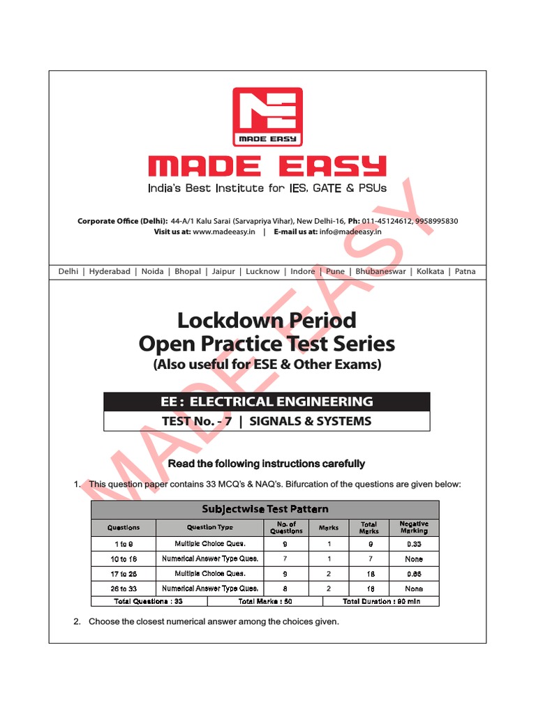Test-7-EE - Signals & Systems PDF | PDF | Signal Processing ...