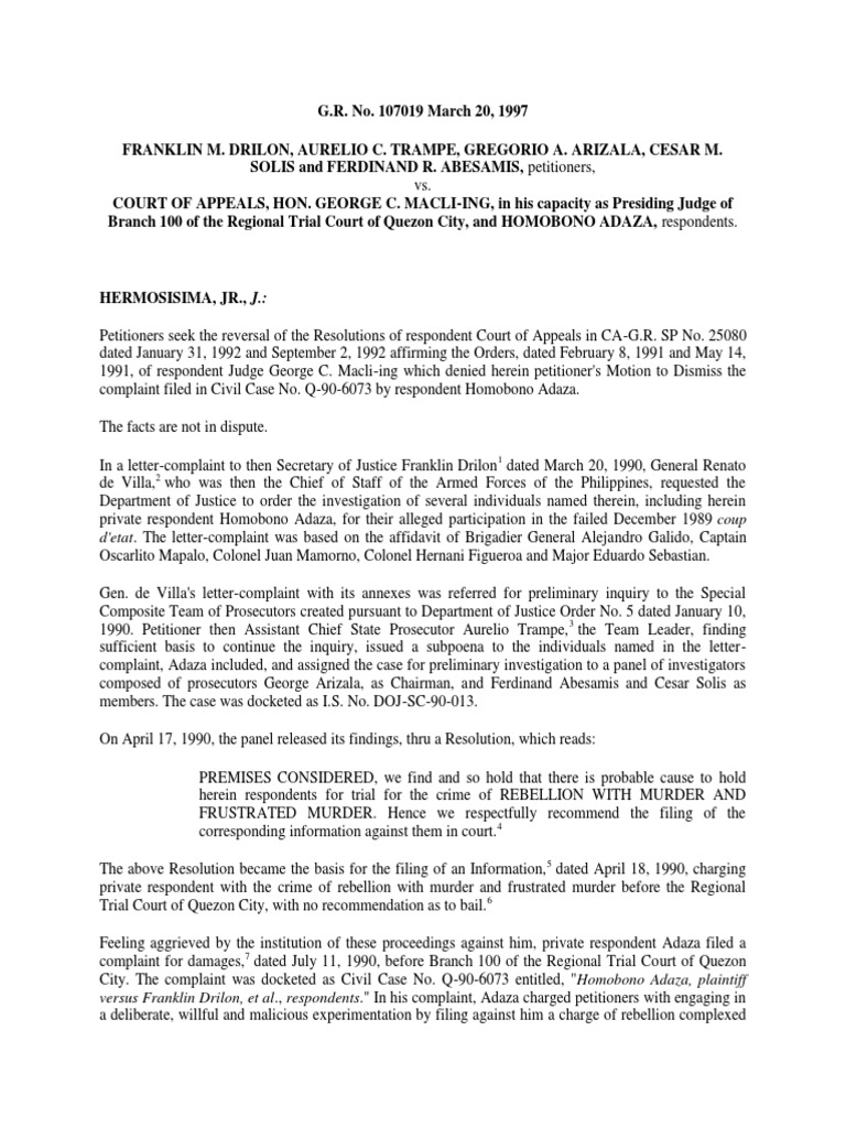 Drilon Vs CA 1997 | PDF | Complaint | Prosecutor