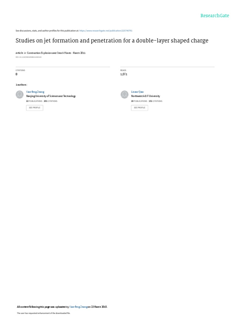 Studies On Jet Formation and Penetration For A Double-Layer Shaped ...