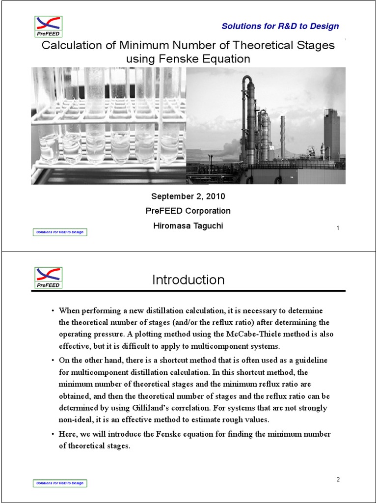 Calculation of Minimum Number of Theoretical Stages Using Fenske ...