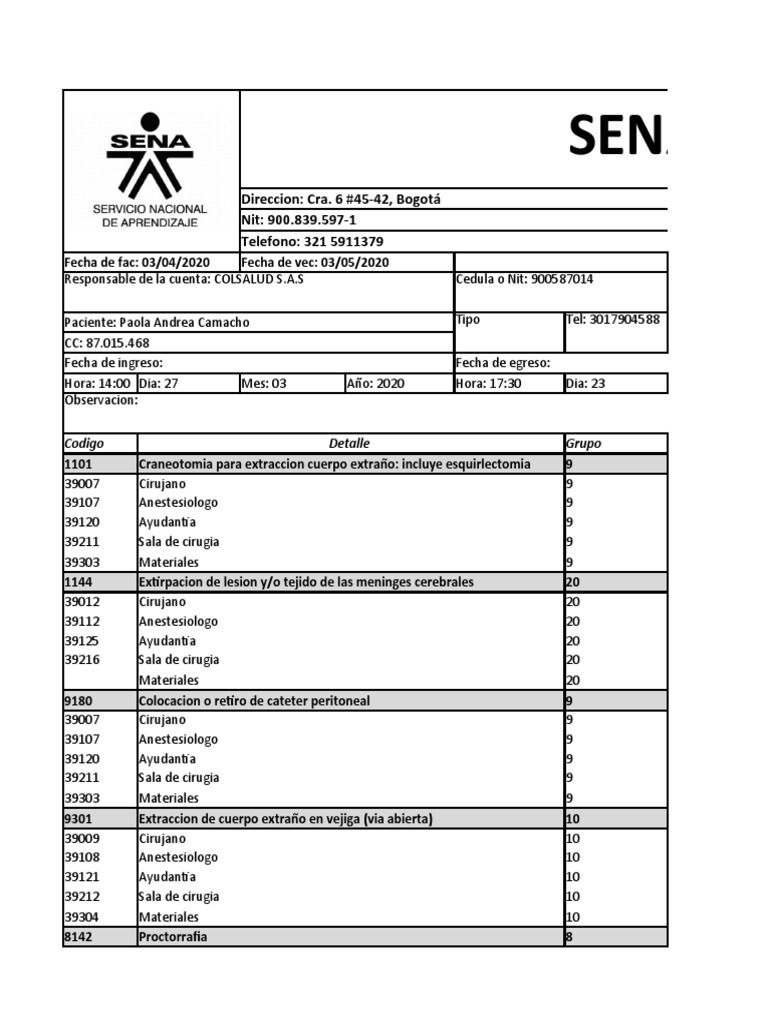 Codigos CUPS (Procedimientos) 03.04.2020 | PDF | Especialidades ...